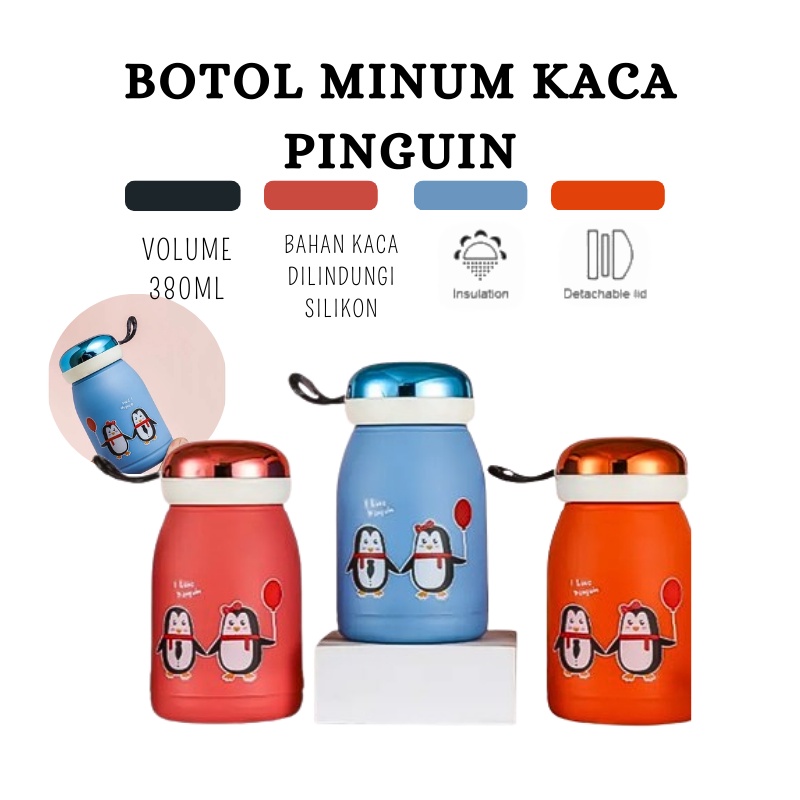 Jual YGS -H414- Botol Minum Kaca Model Pinguin - Botol Minum Anak Lucu ...