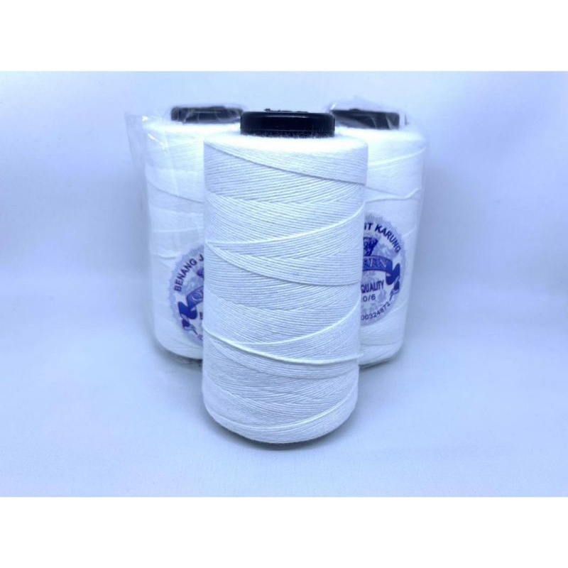 Jual Benang Jahit Karung benang Polyester warna putih +- 140gr | Shopee ...