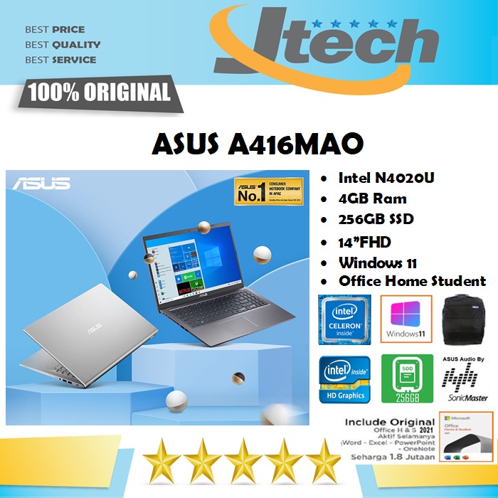 Jual ASUS Vivobook 14 A416MAO - INTEL N4020 - 4GB - 256GB SSD - BACKLIT ...