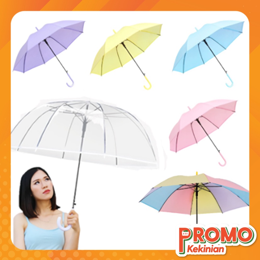 Jual PROMO KEKINIAN - P5324 Payung Transparan Style Korea Jepang Polos Warna Warni / Payung ...