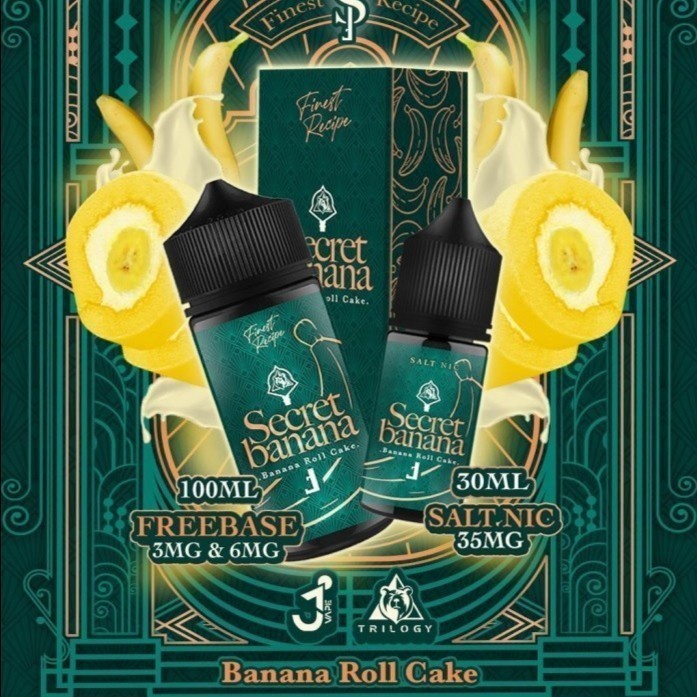 Jual LIQUID SECRET BANANA ROLL CAKE 30ML 15MG & 35MG SALTNIC 100% ...