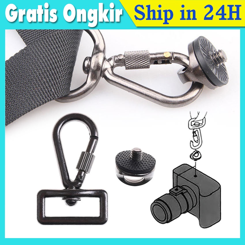 Jual 1/4 Inch Buckle Trigger Snap Hook Ring Carabiner Screw Lock ...