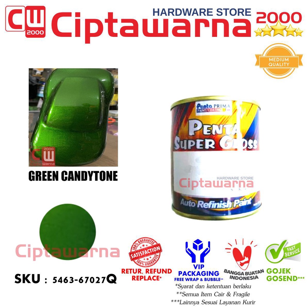 Jual Cat Penta Super Gloss Green Hijau Candy Candytone 200 Gram ...