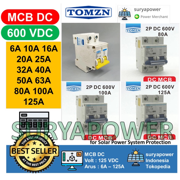 Jual EYC MCB DC 600V 2P - 6A 10A 16A 20A 25A 32A 40A 50A 63A 80A 100A 125A - 16A | Shopee Indonesia