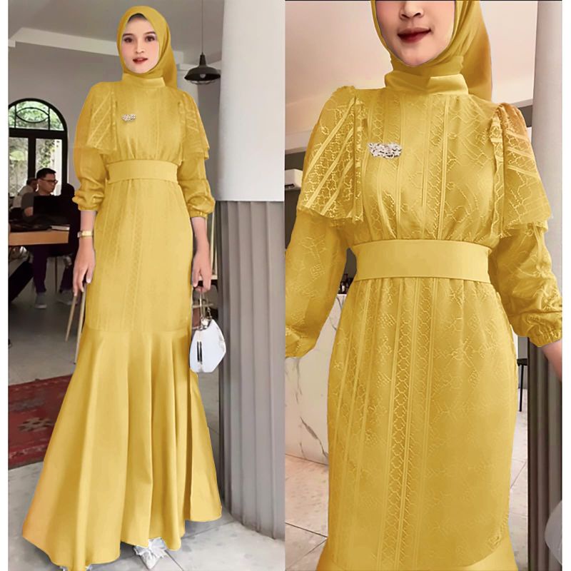 Jual 3 UKURAN M L XL MAXY DRESS BRUKAT CELINNE/ DRESS SATIN MODEL ...