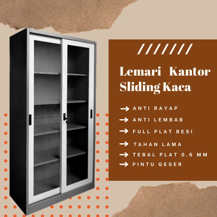 Jual [DD] Lemari Arsip / Lemari Sliding Kaca / Lemari Dokumen / Lemari ...