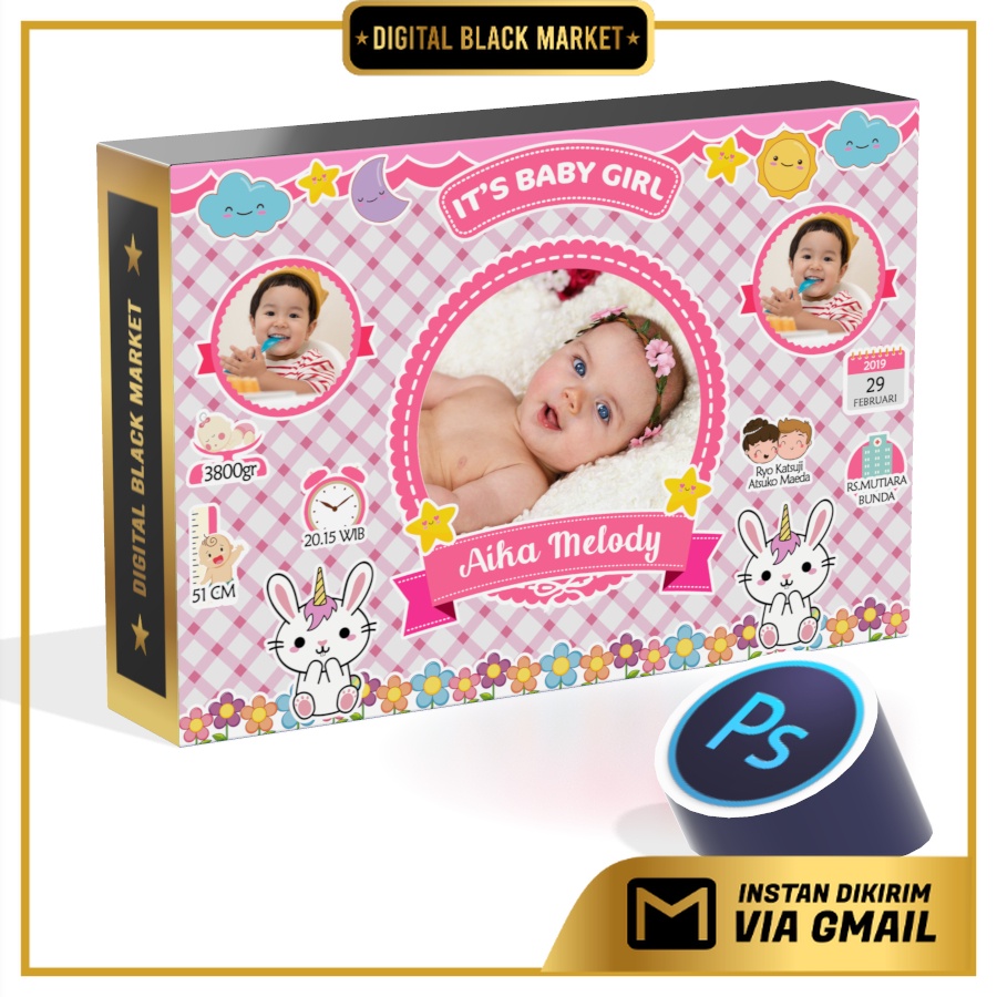 Jual ID525 - 50 Biodata Baby for PSD Only V.3 | Template Biodata Bayi ...