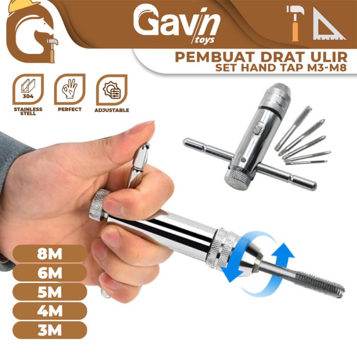 Jual Gagang Hand Tap Rachet M3 - M8 Pembuat Drat Ulir Stang Tap Ratchet | Shopee Indonesia