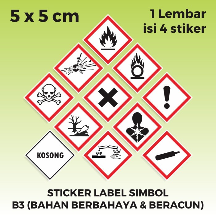 Jual Sticker Simbol B3 Stiker Label Bahan Berbahaya dan Beracun 5 x 5 ...