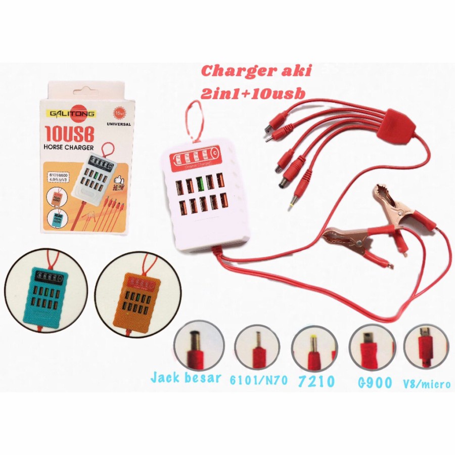 Jual Real 2A Charger Aki Motor Universal 10 Usb Original Bergaransi ...