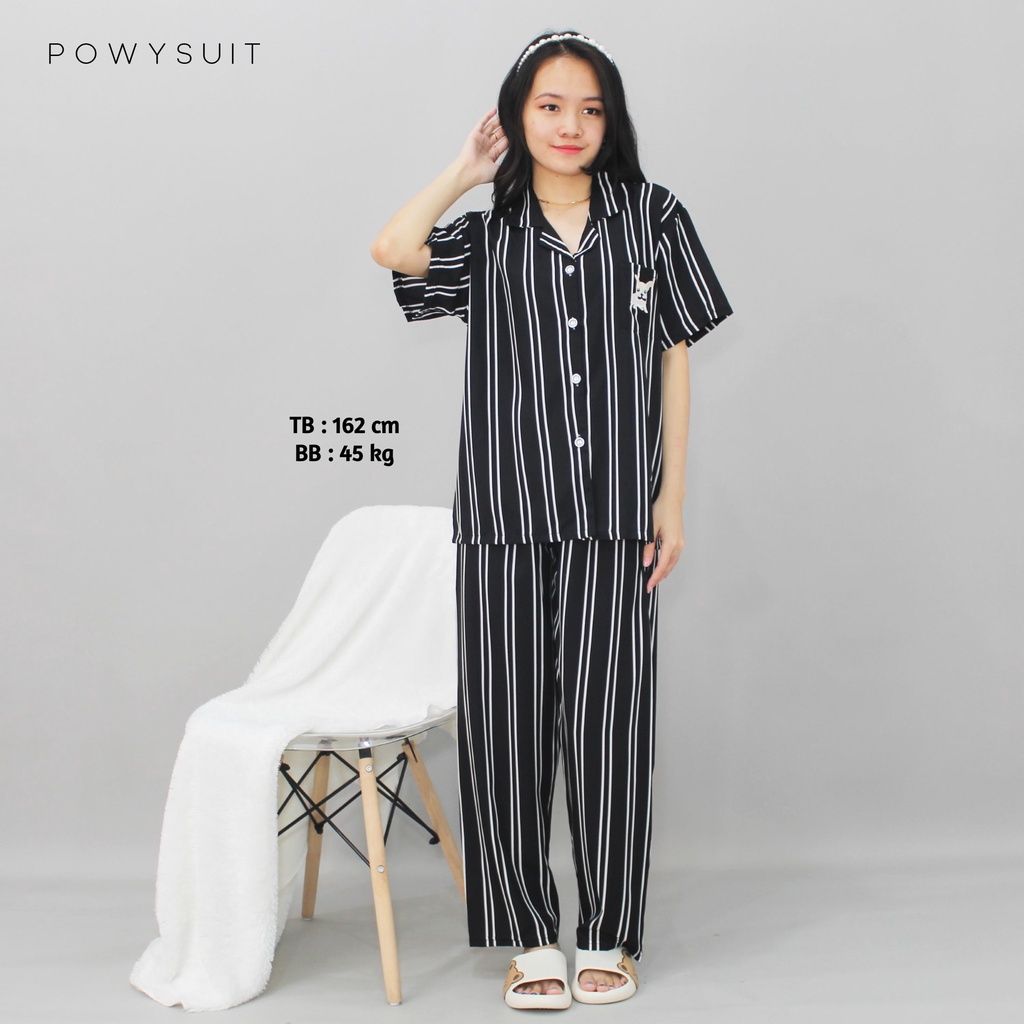 Jual St Bella Piyama Powysuit Korea Bahan Satin Sutra Baju Tidur Wanita Dewasa Celana Panjang