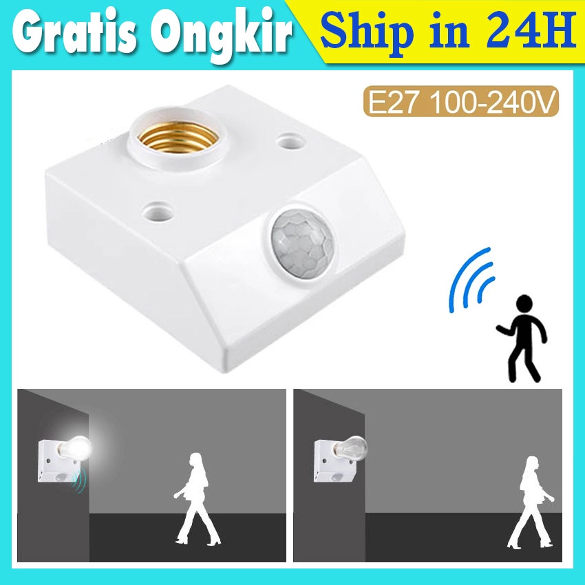 Jual Lamp holder nut socket Fitting lampu otomatis sensor gerak E27 PIR ...
