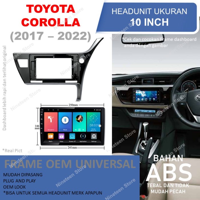 Jual Frame Panel Toyota Corolla Altis 2017 Untuk Head unit Android 10 ...