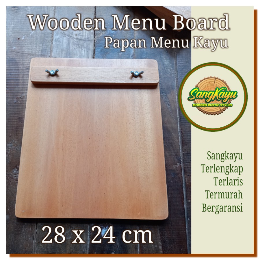 Jual Menu board kayu papan menu kayu 28x24cm display menu display ...