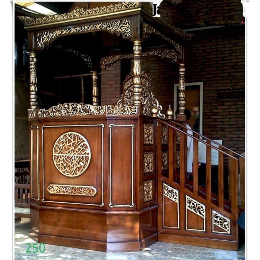 Jual Mimbar Masjid Tingkat Atap Kubah Ukuran Jumbo Kayu Jati 01-RMW ...