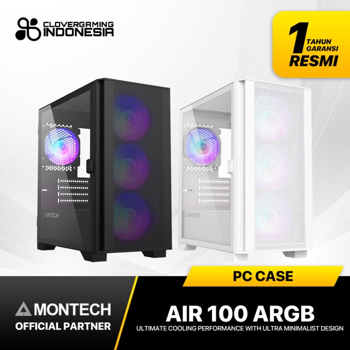 Jual Montech Air 100 ARGB Case PC Gaming Tempered Glass Casing Komputer ...