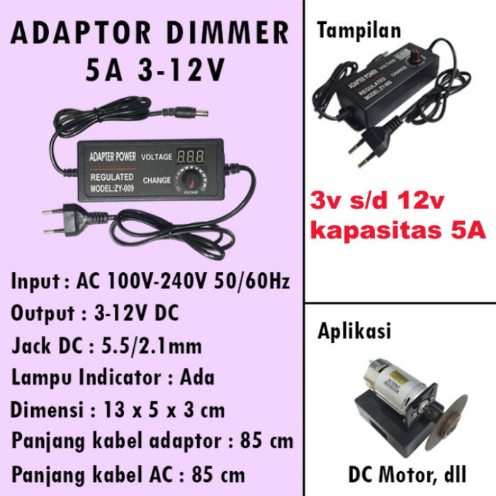 Jual adaptor digital dimmer 5A 3v s/d 12v Adjustable Power Adapter 5A ...