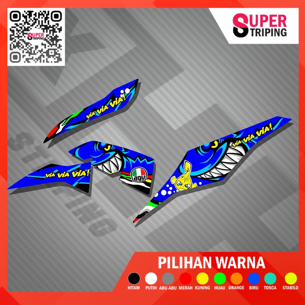 Jual Striping MIO M3 Sticker Stiker Lis List Variasi 7 Desain Hiu Shark ...