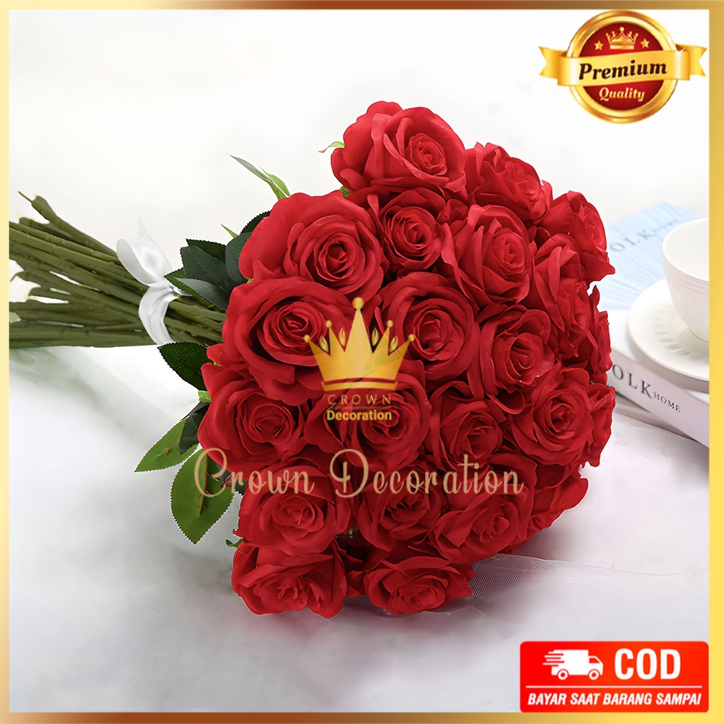 Jual Rose Single Kain - 1 Tangkai Bunga Mawar Panjang 50 CM Satuan Kain ...