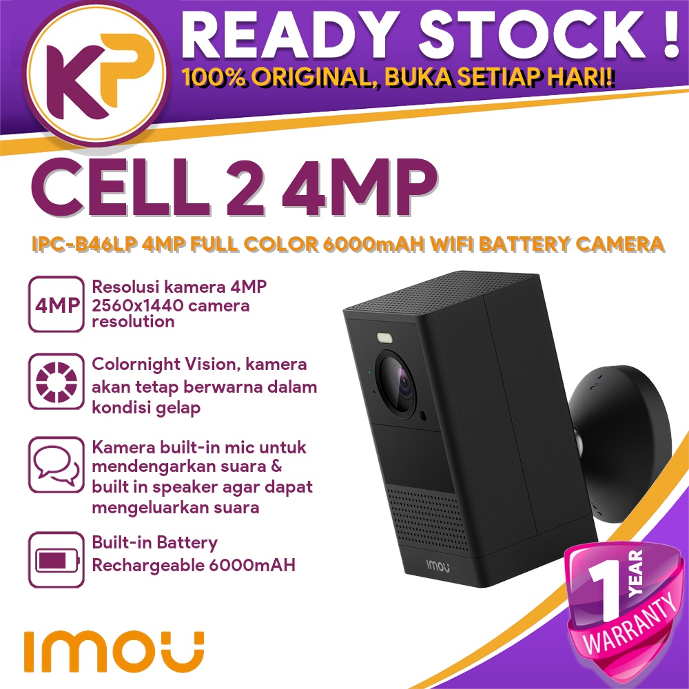 Jual IMOU CELL 2 IPC-B46LP 4MP FULL COLOR 6000MAH WIFI BATTERY CAMERA ...