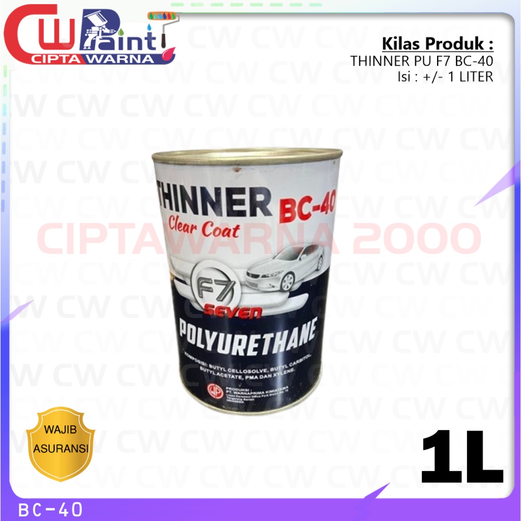 Jual THINNER PU F7 Clear Coat BC 40 Pengencer Cat 1 Liter Kaleng ...