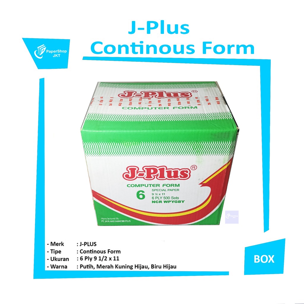 Jual J-PLUS - Continous Form 6 Ply 9 1/2 x 11 Ncr Kertas Komputer - Box ...