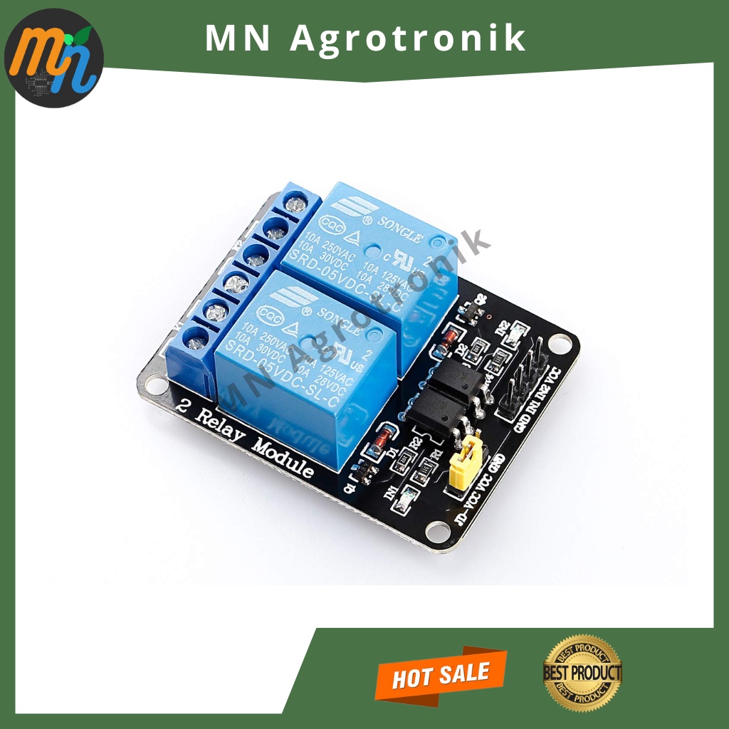 Jual MODUL RELAY 5V 2 CHANNEL OUTPUT 250VAC 30VDC 10A WITH OPTOCUPLER ...