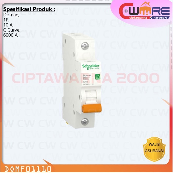 Jual Domae Mcb Saklar Proteksi Listrik 1P 10A 6000 A Domf01110 Schneider | Shopee Indonesia
