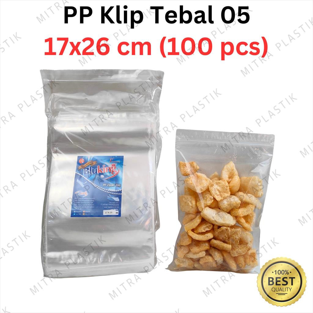 Jual Plastik PP Klip 17x26 Tebal 50 Micron Kemasan Snack BluKing Zip ...