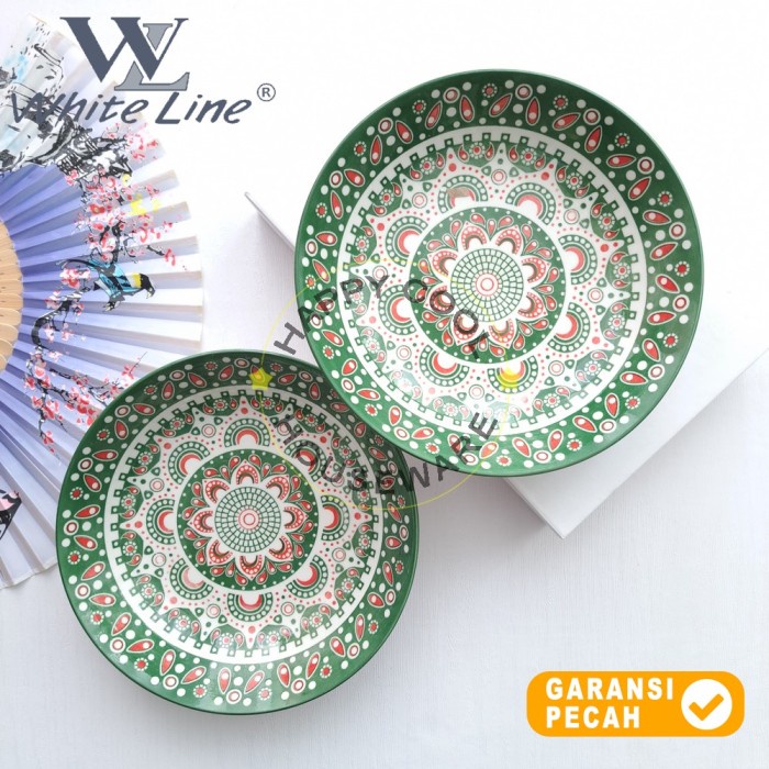Jual WHITE LINE 1pcs FUJI GREEN Moon Shape Plate 8in Piring Buah Piring ...