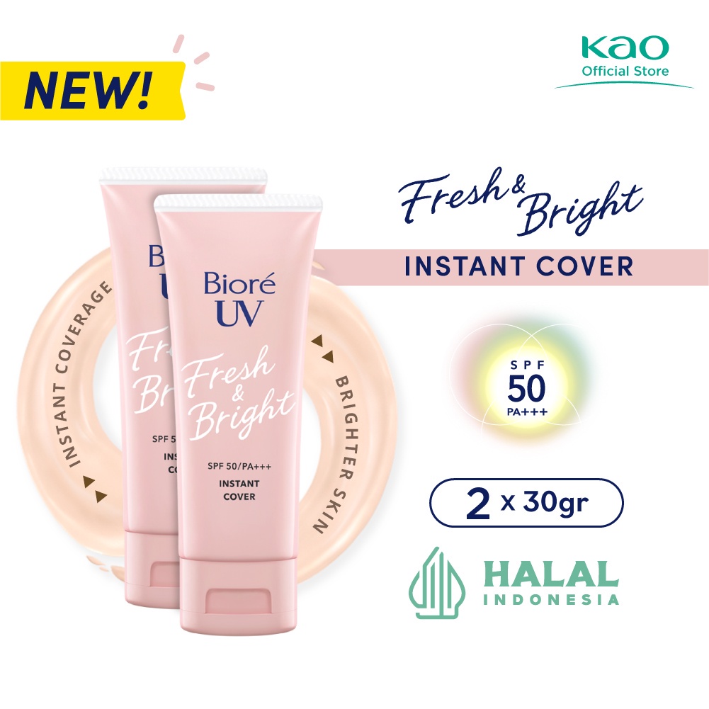 Jual Biore UV Fresh & Bright Instant Cover Sunscreen SPF 50+ PA+++ Twinpack | Shopee Indonesia