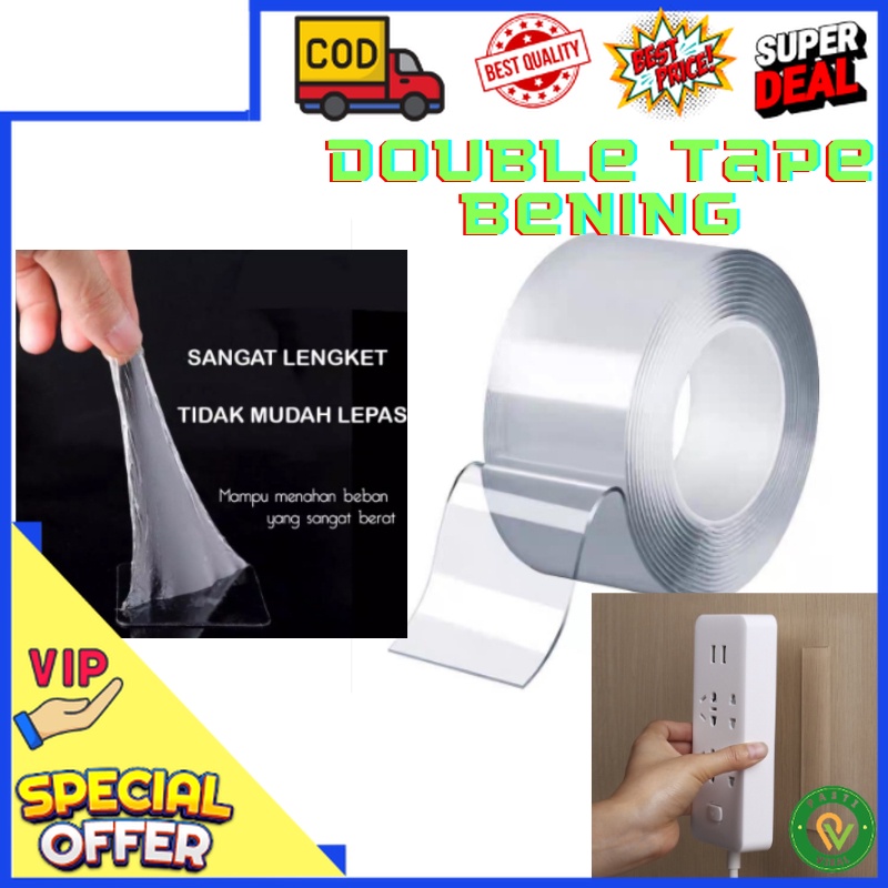Jual Double Tape Nano Magic Selotip Bening 2 Sisi Serbaguna 1 Meter ...