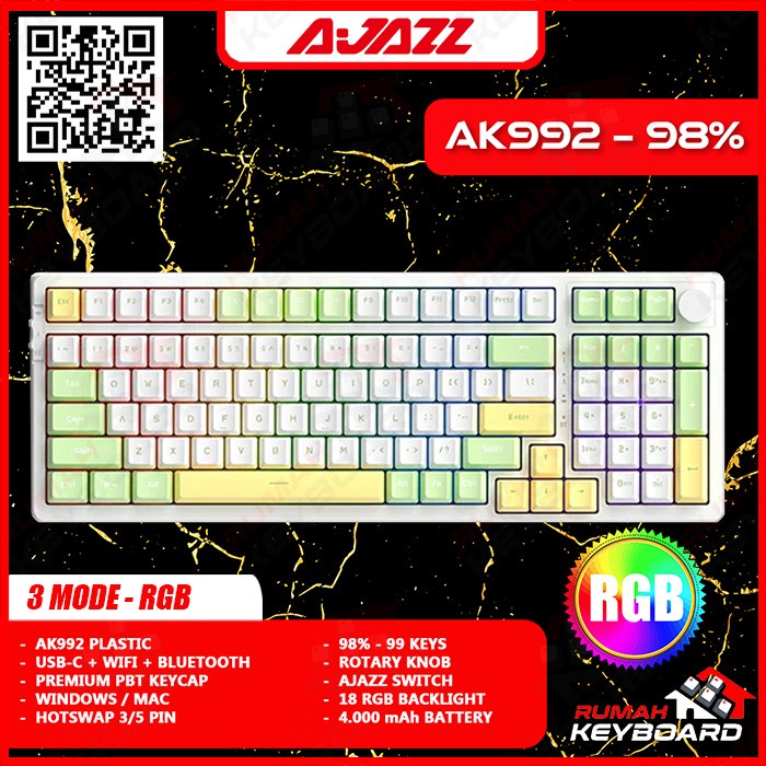 Jual MECHANICAL KEYBOARD - AJAZZ AK992 - 99% - 3 MODE - GASKET ...