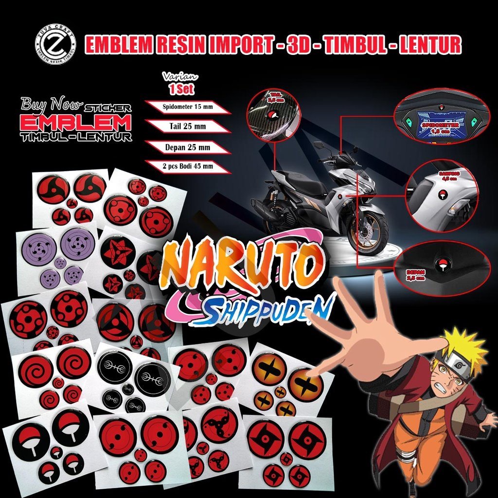 Jual STIKER MOTOR 1 SET STIKER TIMBUL EMBLEM MOTOR EDISI serial NARUTO ...