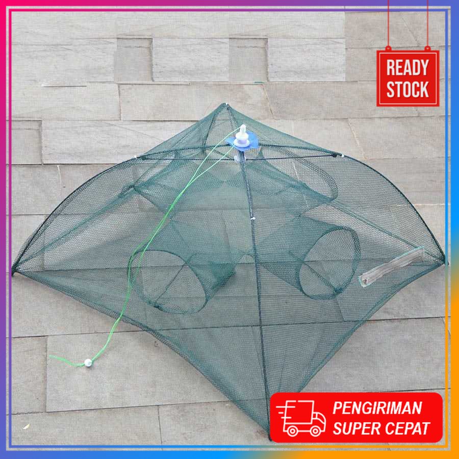 Jual Bisa COD Jaring Pancing Ikan Udang Automatic Fold Umbrella Fishing Net 4 Holes Toko ...