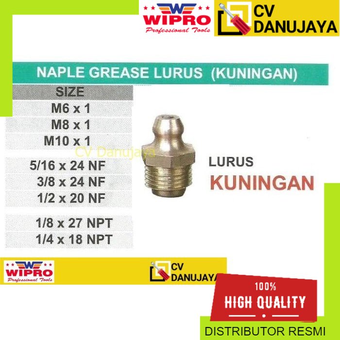Jual Naple Napple Nipple Napel Nepel Grease Oli Gemuk Lurus Kuningan M6 ...