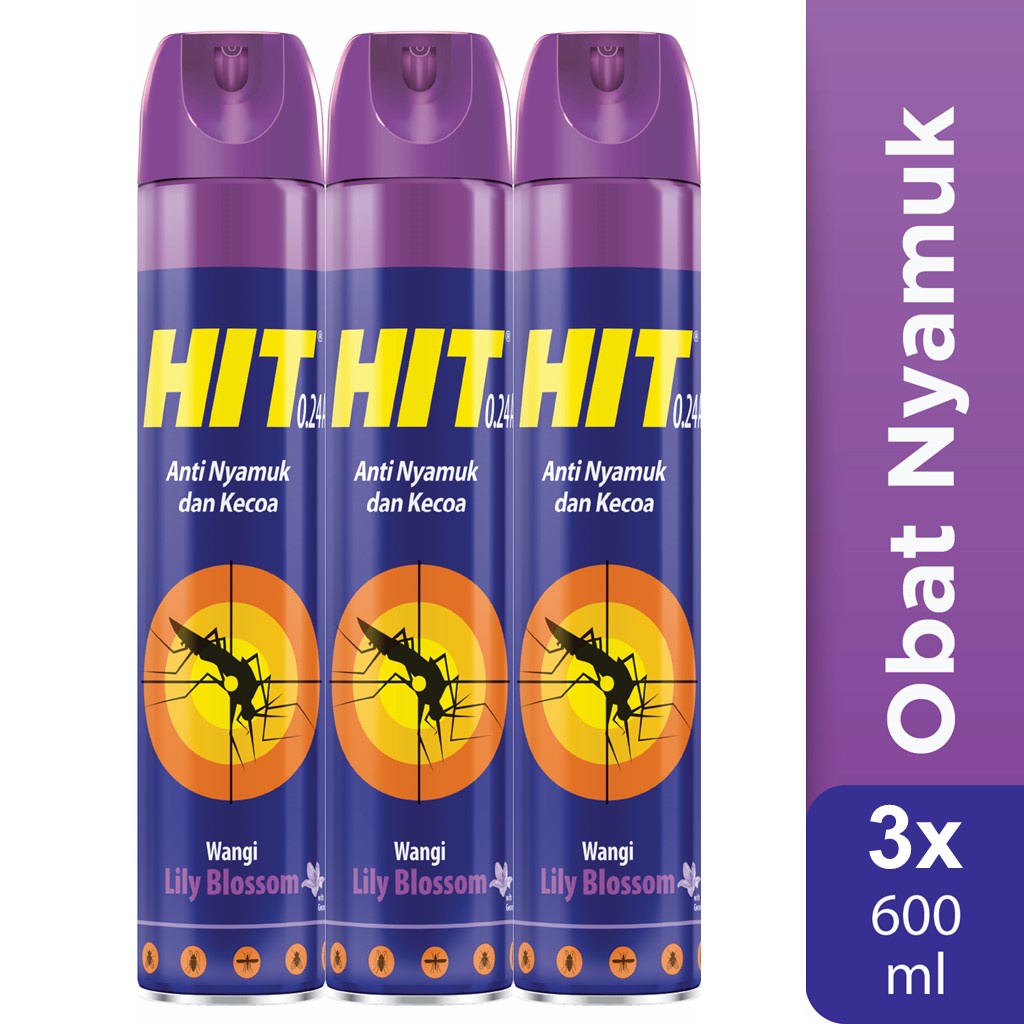 Jual Hit Aerosol Lily Blossom 600ml x3 - Obat Nyamuk - Bunuh Nyamuk ...