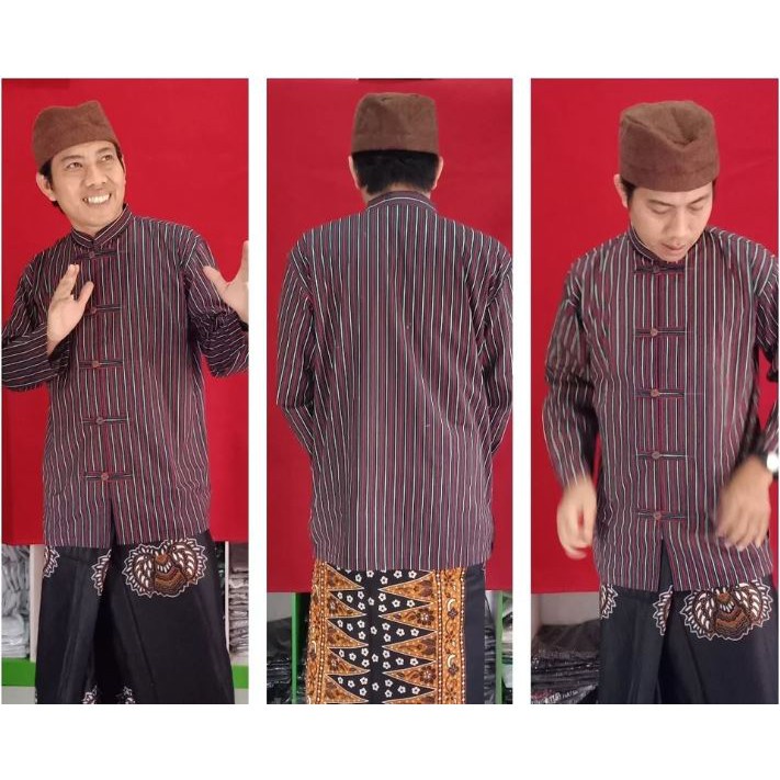 Jual Lurik Baju Koko Kemeja Batik Surjan Lurik - Model Kancing Sanghai ...