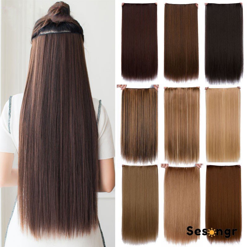Jual Wig lima klip rambut lurus panjang potongan wig One piece serat ...