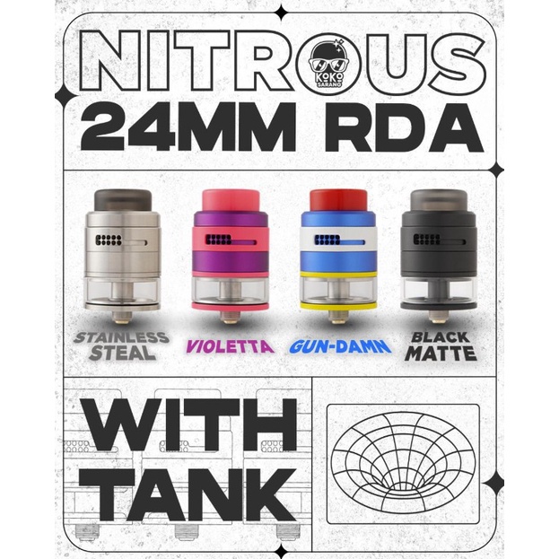 Jual RDTA Nitrous RDA With TAnk 24MM Authentic by Koko Sarang | Shopee ...