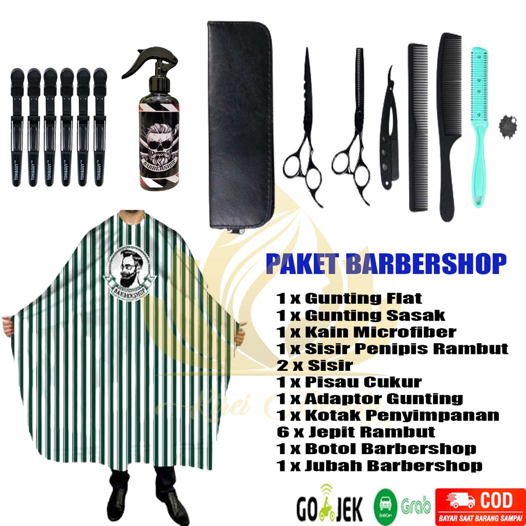 Jual [COD] Paket Alat Cukur Rambut Barbershop Profesional Gunting Rambut Gunting Sasak Set ...