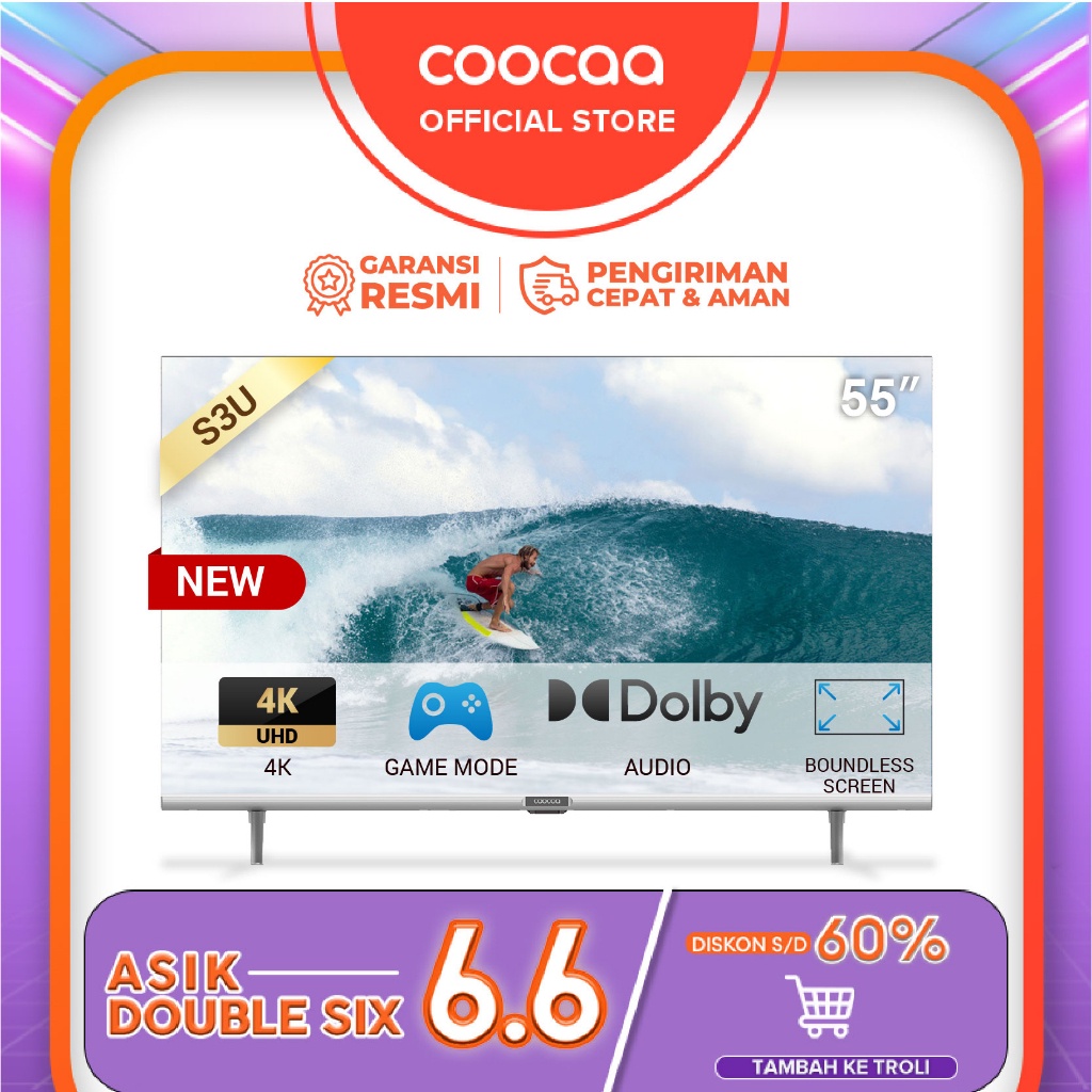 Jual COOCAA 55 inch Smart TV - Digital TV - 4K - UHD - Dolby Audio ...