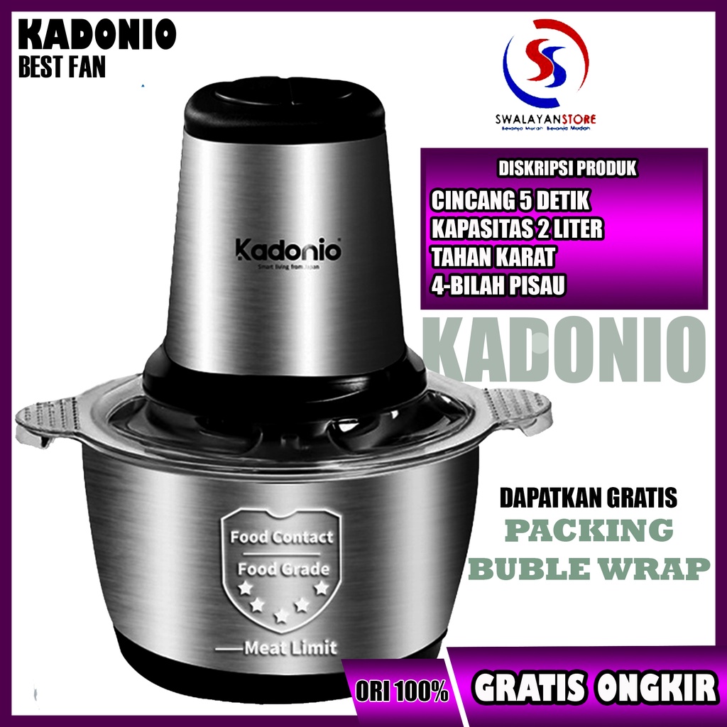 Jual Chopper Stainless 2L KADONIO Blender Daging Penggiling Daging Multifungsi Meat Grinder KL ...
