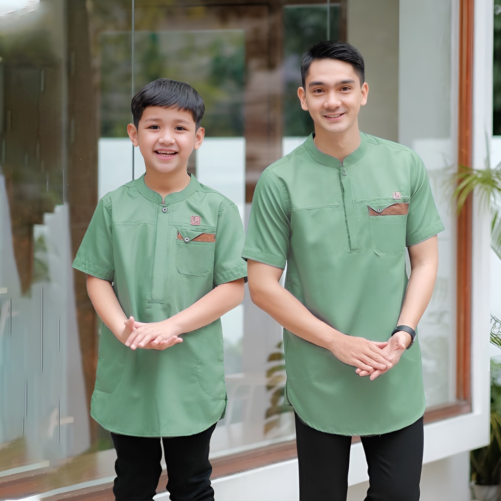 Jual Baju Koko Kurta Muslim Couple Anak & Ayah Terlengkap dengan Harga Terjangkau Sage Green ...