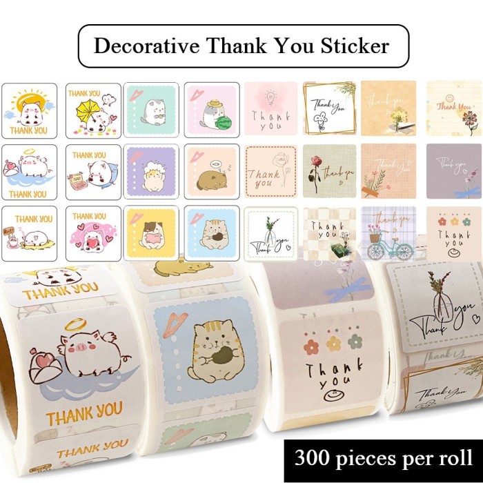 Jual Sticker Decorative Thank You Persegi Stiker Label Kotak 3x3 cm ...