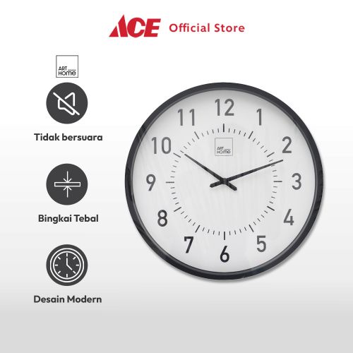 Jual Ace Arthome 40 cm Jam Dinding Number - Putih/Hitam Wall Clock Jam ...