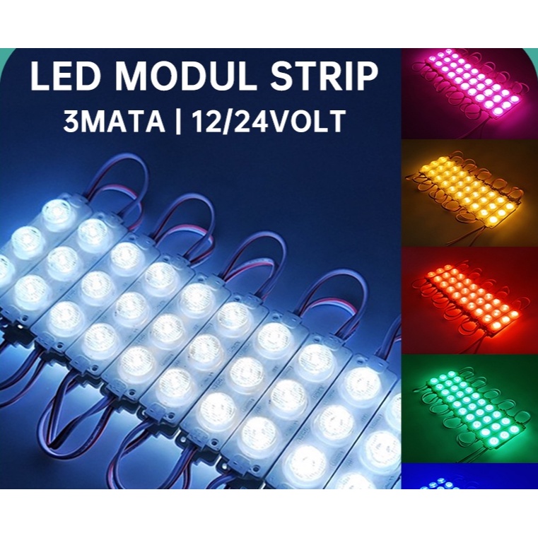 Jual LAMPU LED MODUL STRIP 3MATA/ MODUL MATA TIMBUL / 3030 SMD 7520 12V 24V WATERPROOF | Shopee ...