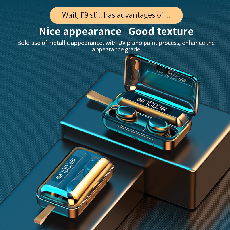 Jual [COD] Earphone TWS F9-5 original anti air Bluetooth Headphone ...