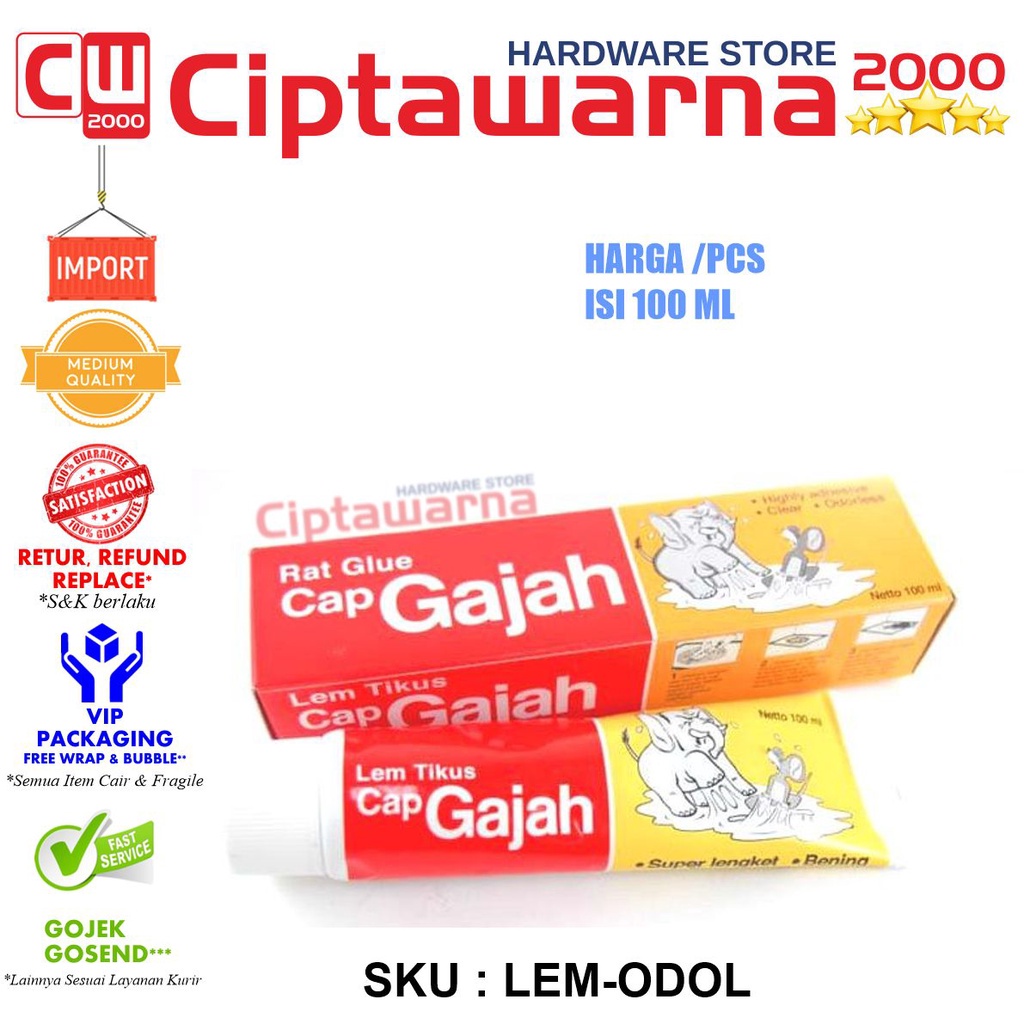 Jual Lem Tikus Cap Gajah Tube 100 Ml Model Odol - cw2 | Shopee Indonesia