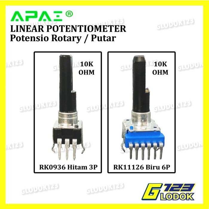 Jual Potentiometer Potensiometer Potensio Linear Taper Rotary B10K 10K ...
